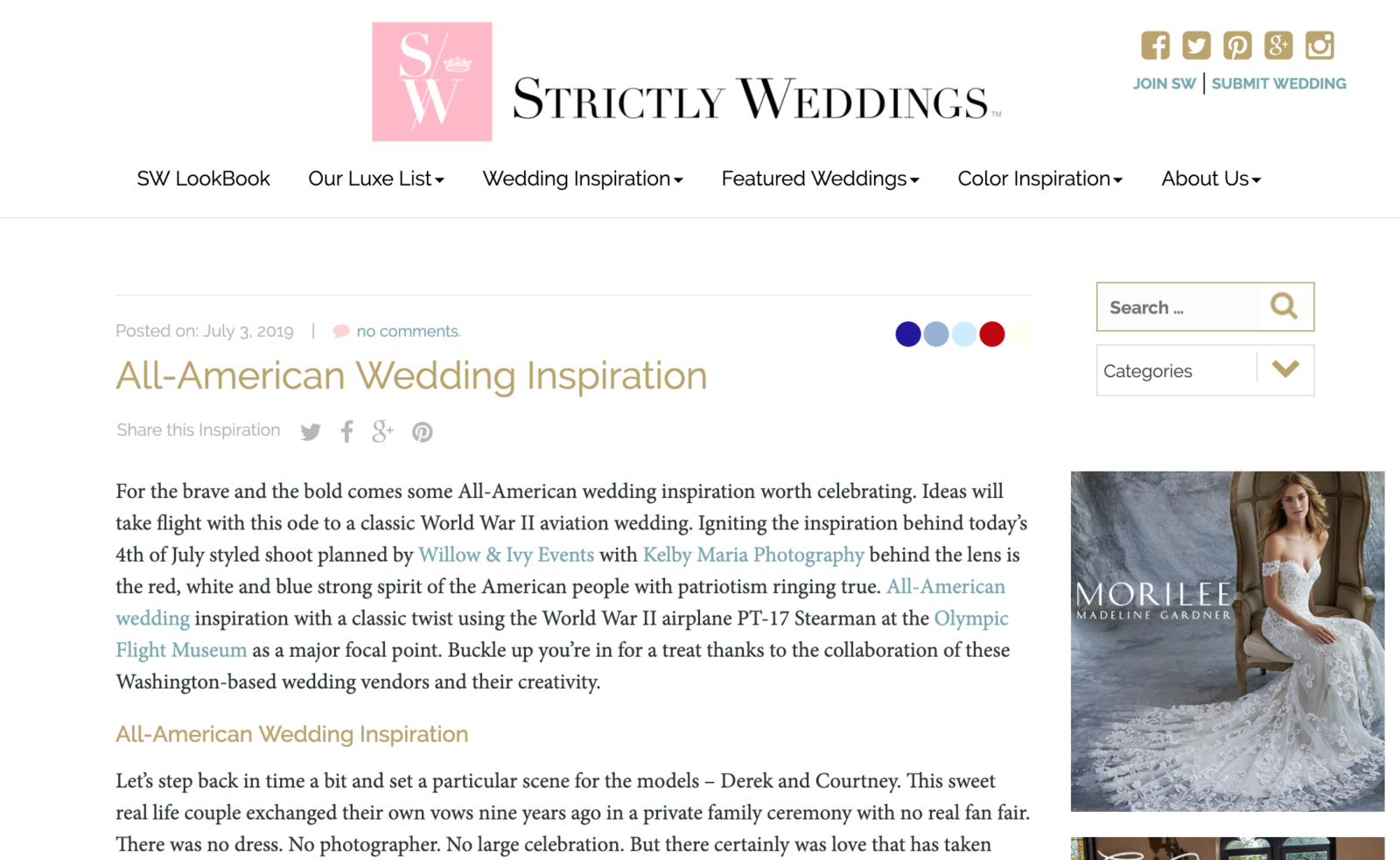 All-American Wedding Inspiration On Strictly Weddings | Kelby Maria